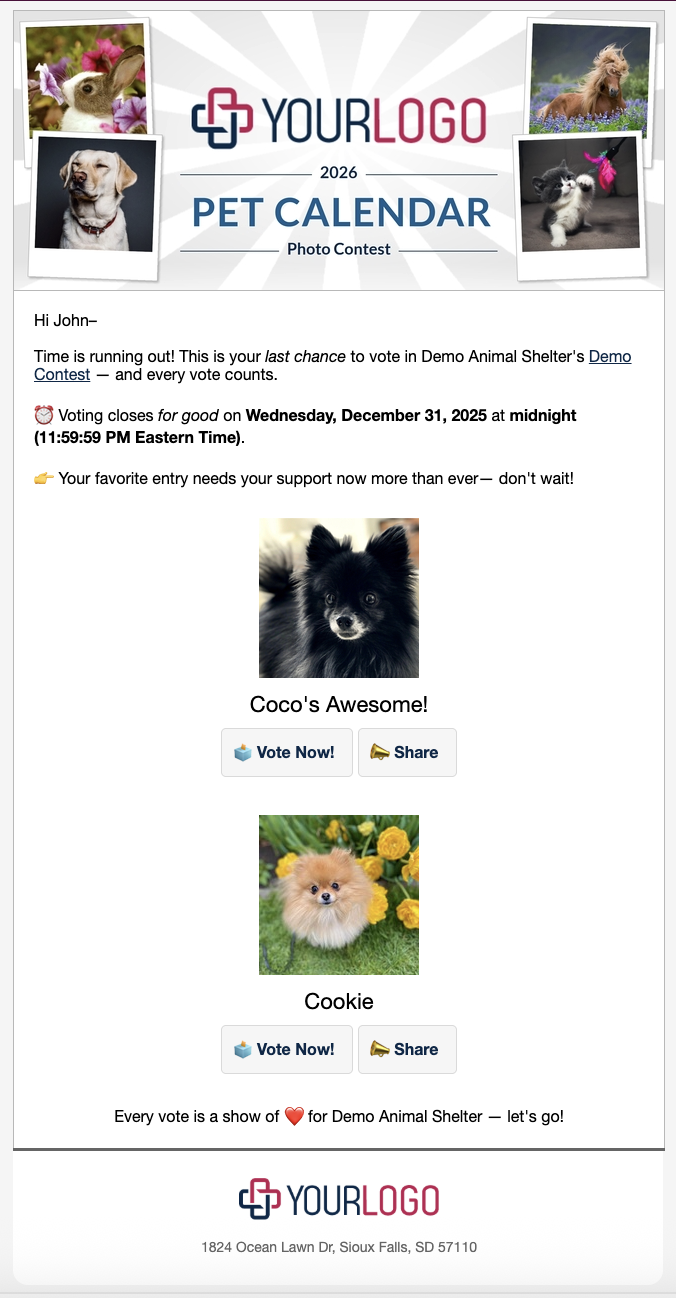 About Your End of Contest Voting Reminders – GoGo Photo Contest